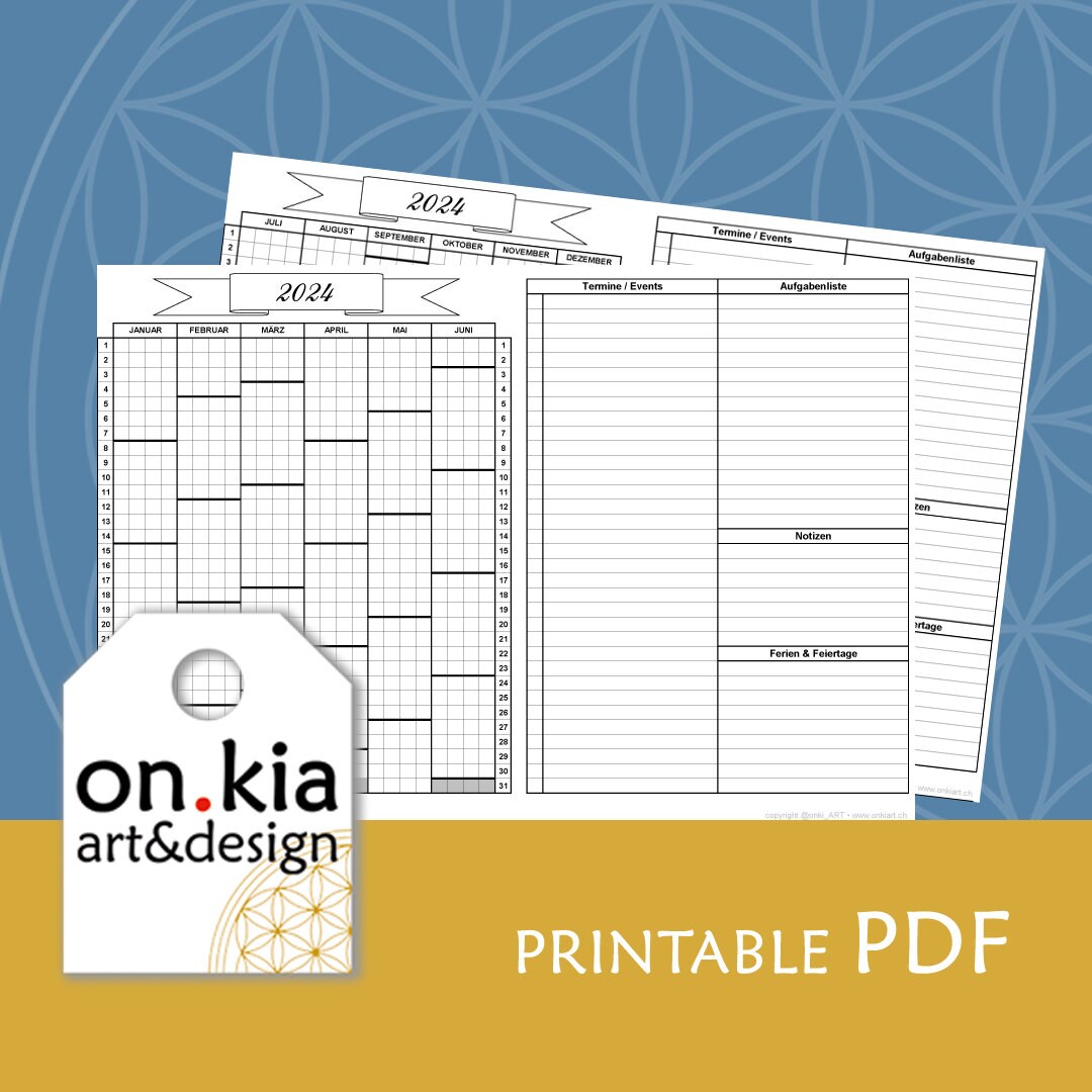 Bullet Journal Calendar 2024 / Printable Calendar 2024 ...