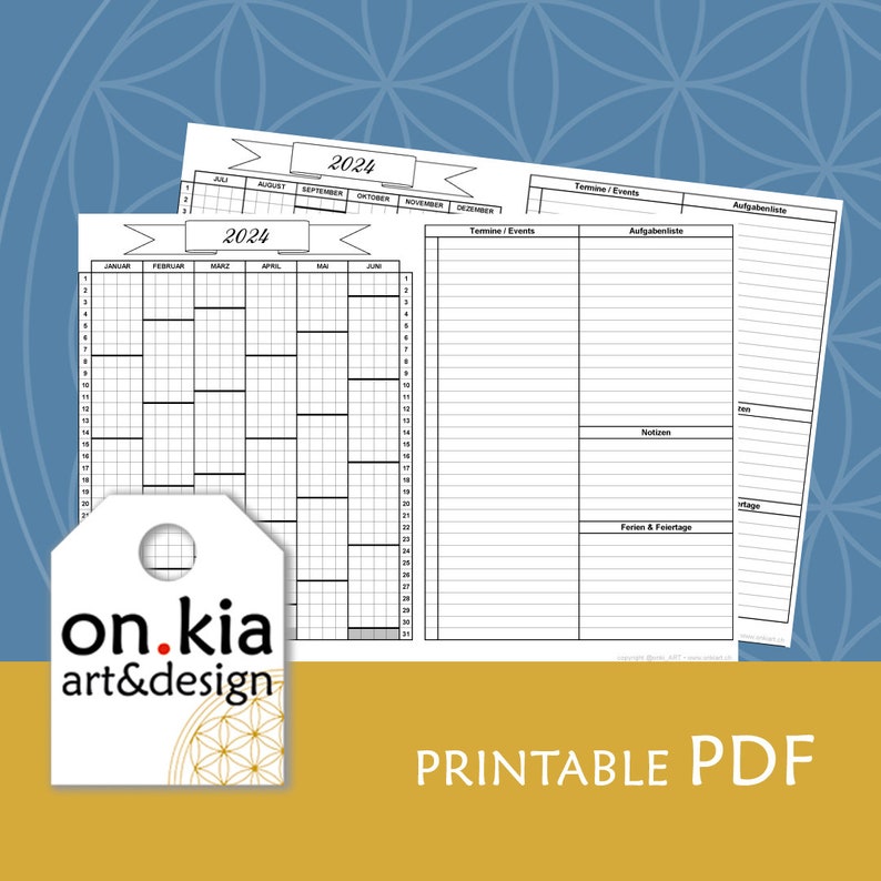Bullet Journal Calendar 2024 / Printable Calendar 2024 ...