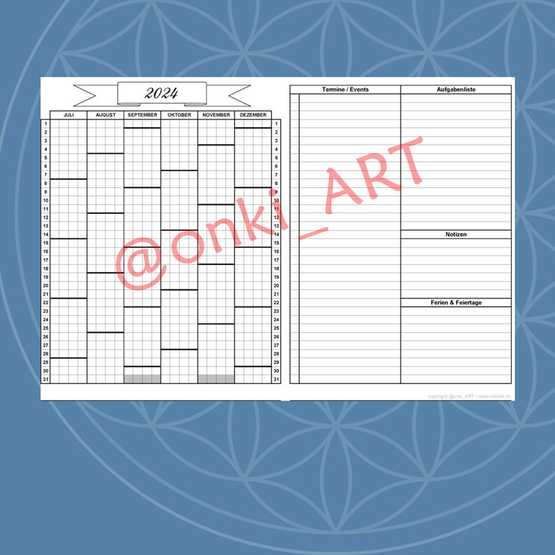 Bullet Journal Calendar 2024 / Printable Calendar 2024 ...
