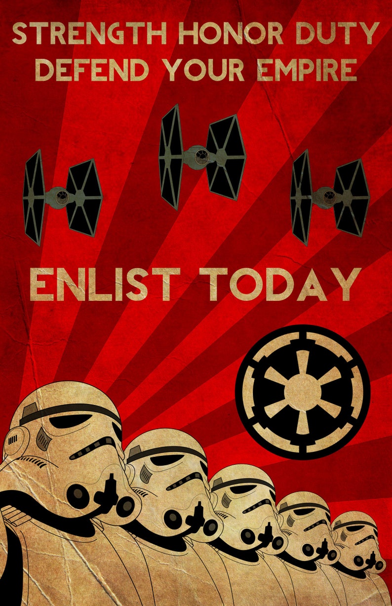 Star Wars Galactic Empire Propaganda Enlistment Poster Aged and Damaged ...