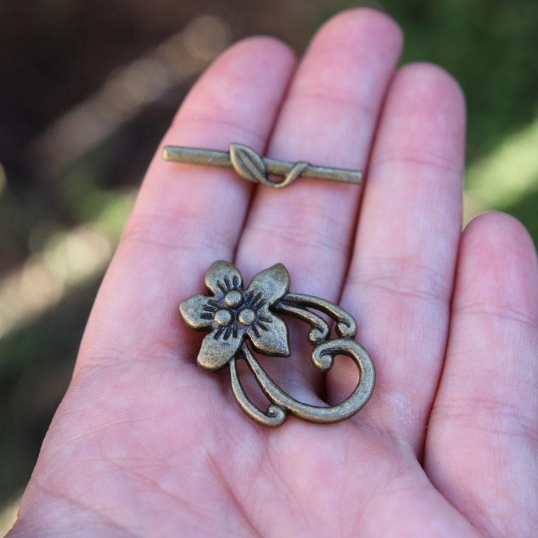 Bulk 50 Sets Toggle Clasps Flower Antique Bronze Tone 30mm X20mm ...