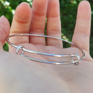 1 Stainless Steel Bangle Charm Bracelet, Adjustable Size Expands to Fit ...