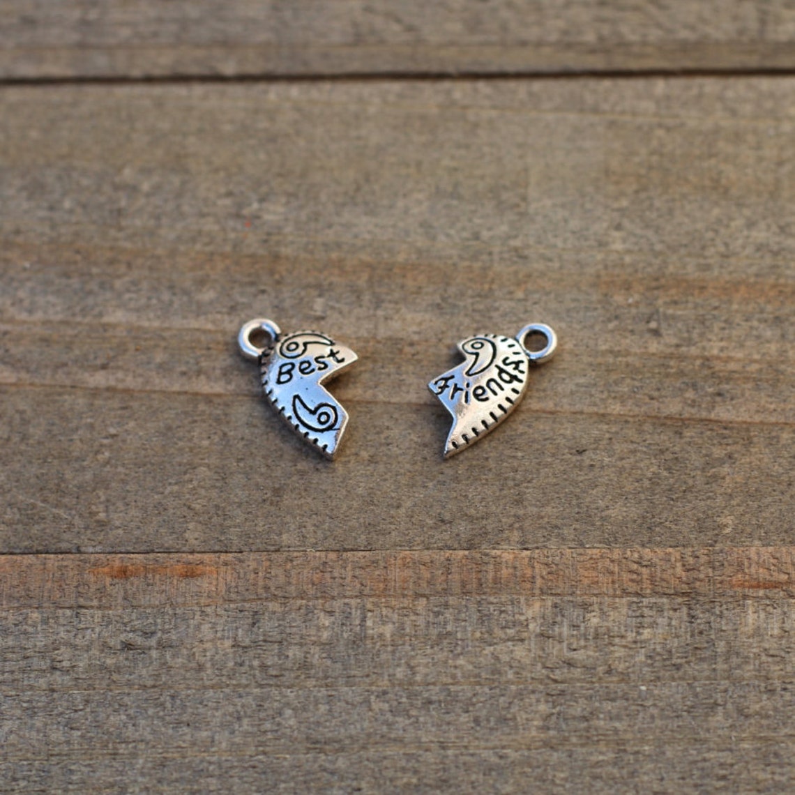 1 set2 pieces best friends heart charm best friends charm | Etsy