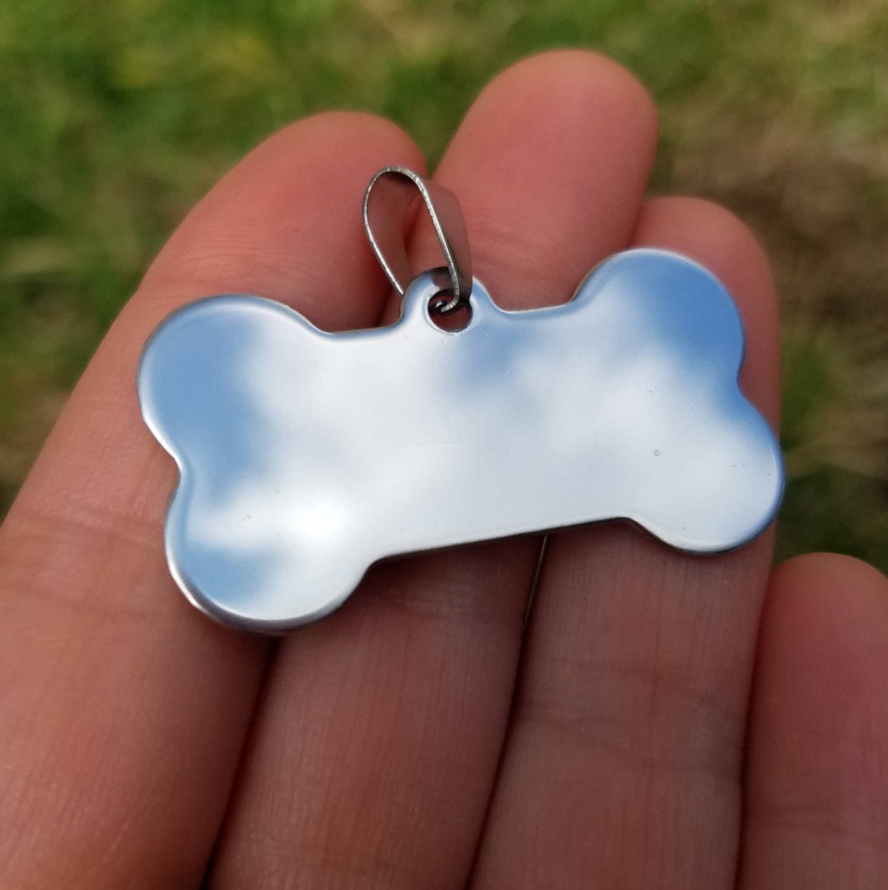 Dog Tag Custom Hand Stamped Bone Shape Silver Tone Dog Collar | Etsy