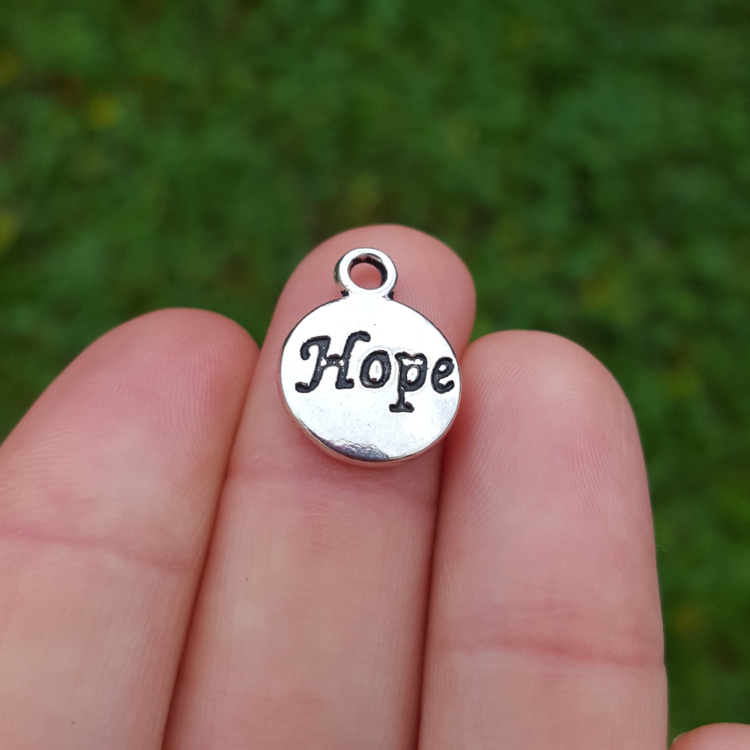 10 Hope Stamped Charm Zinc Alloy Antique Silver Tone B22195 - Etsy