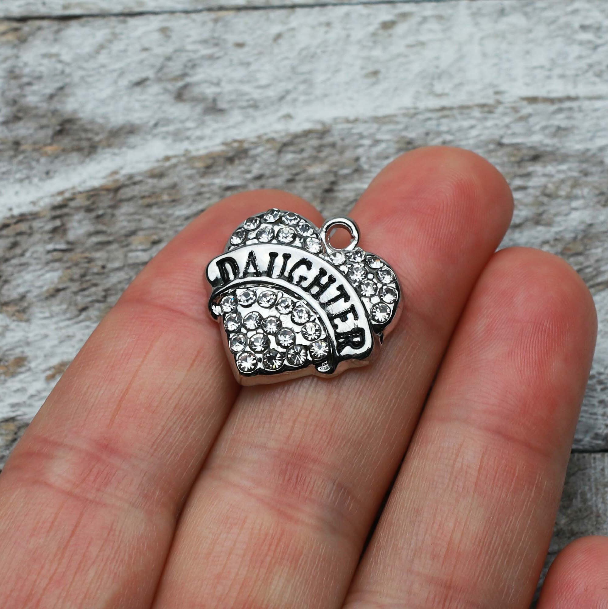 10 PIECES Stamped Heart Daughter Heart Charm Heart Charm - Etsy