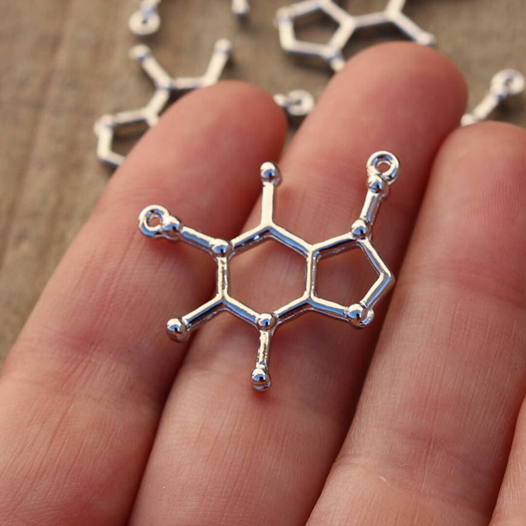 10 PIECES Caffeine Molecule Silver Tone Connector, Caffeine Connector ...