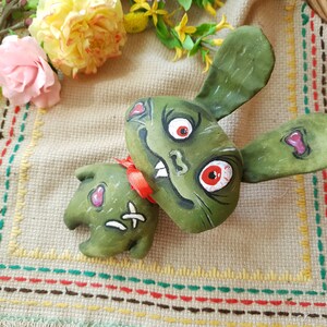 Handmade Green Zombie Bunny Red Eyed Dead Rabbit Textile Horror Toy ...
