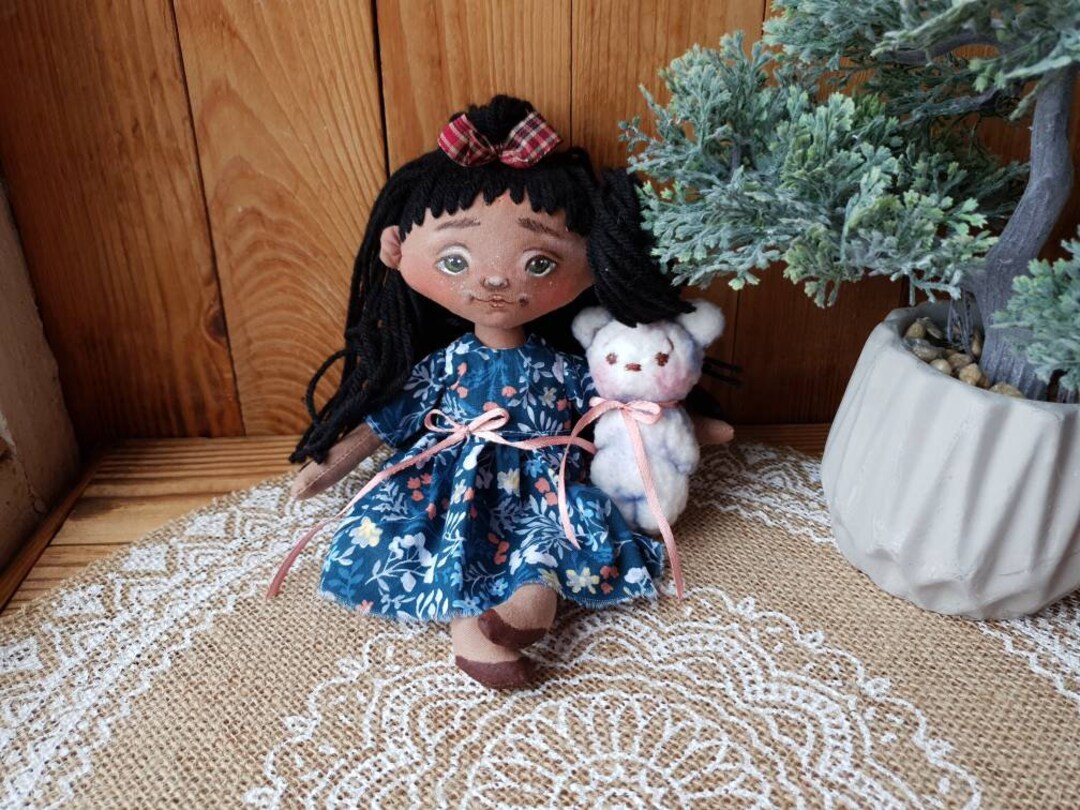 Cute Mini Cloth Art Black Doll Nice Mother's Day Gift Love You Mom Gift ...