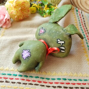 Handmade Green Zombie Bunny Red Eyed Dead Rabbit Textile Horror Toy ...