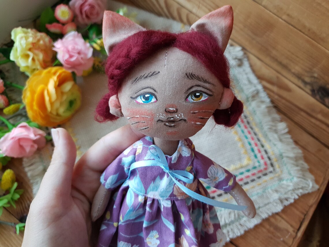 Handmade Fabric Cat Doll - Unique and Charming Gift - Etsy