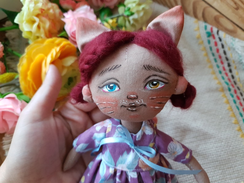 Handmade Fabric Cat Doll - Unique and Charming Gift - Etsy