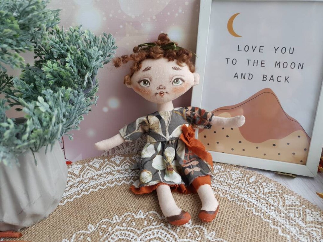 Handmade Doll, Curly Hair, Little Princess Doll , Fairy Rag Doll, Small ...
