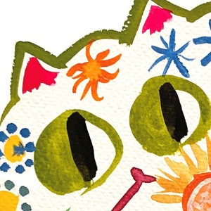 Birthday Card Retro Flower Cat CUSTOM Message Cute Cat Card Original ...