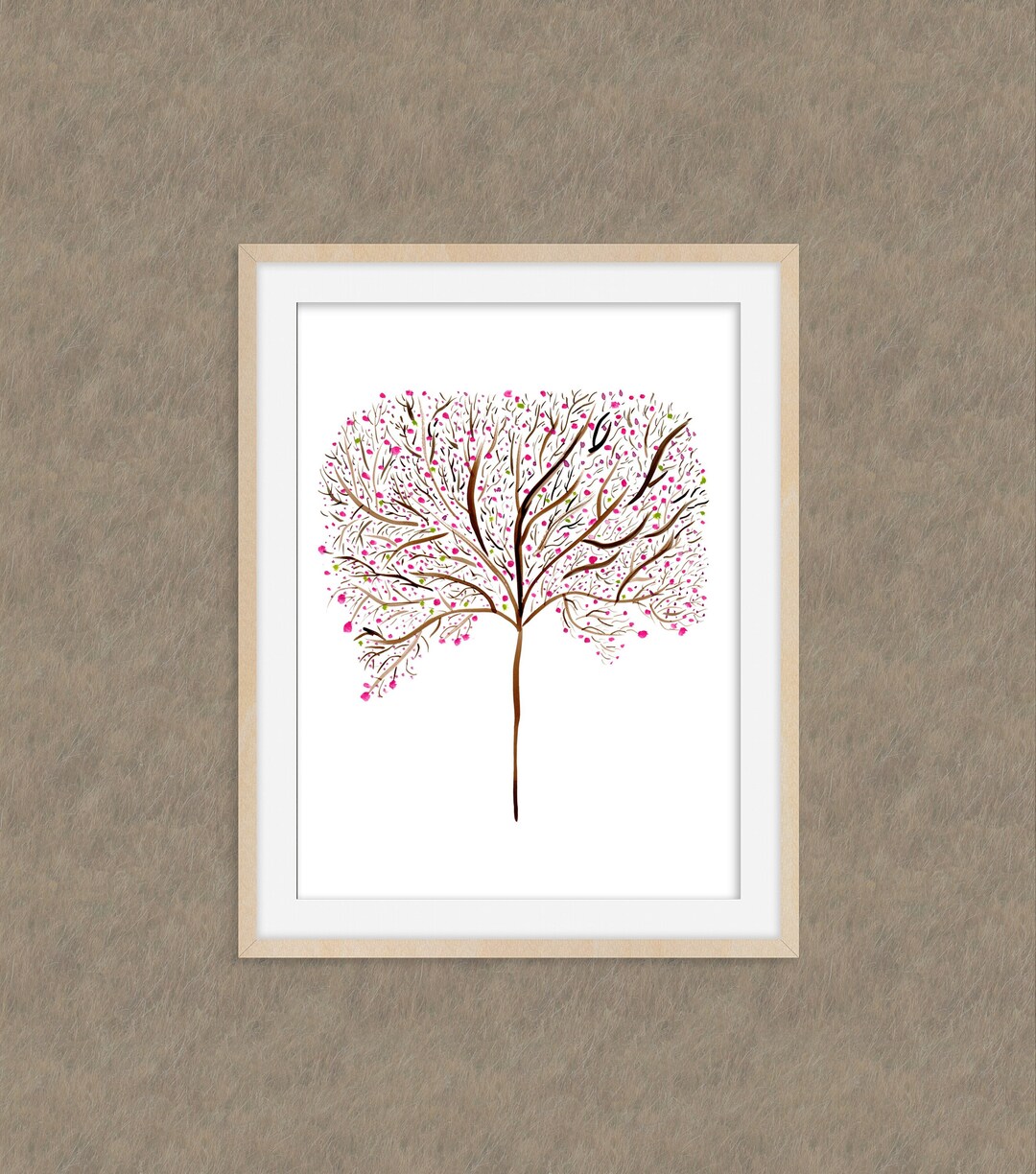 Redbud Tree Print - Magical Tree Collection - Mid Century Modern Hand ...