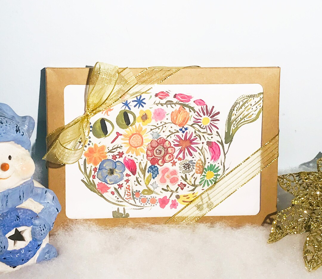 Gift Card Set Flower Power Kitties Cat Lover Gift Christmas Gift ...