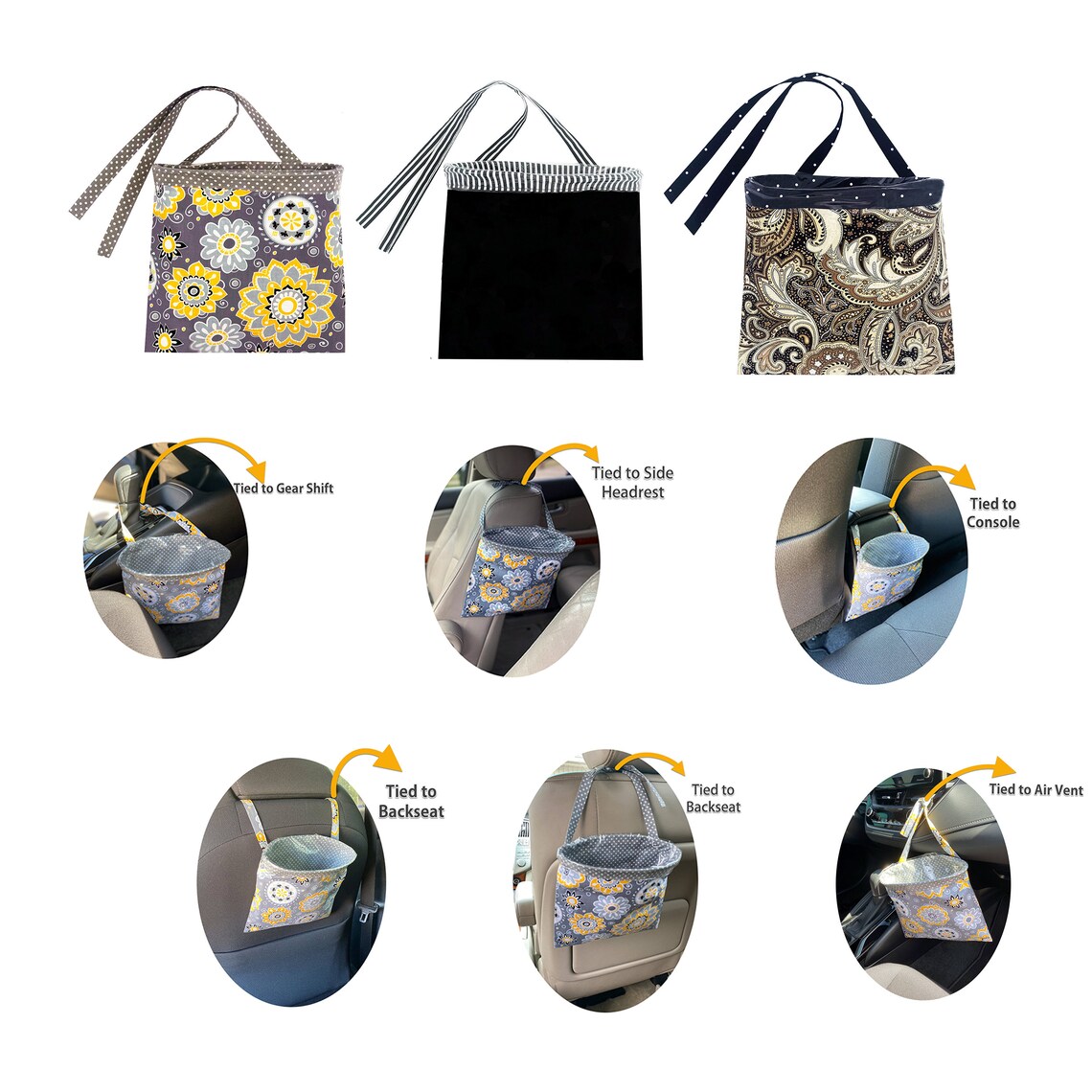 Car Trash Bag - Trash Bag for Car With Reusable Waterproof Liner and ...