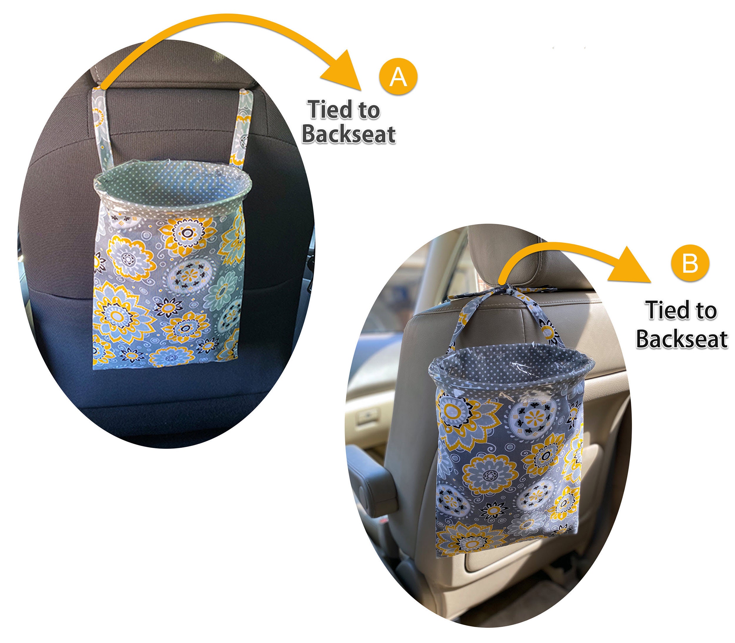 Car Trash Bag - Trash Bag for Car With Reusable Waterproof Liner and ...