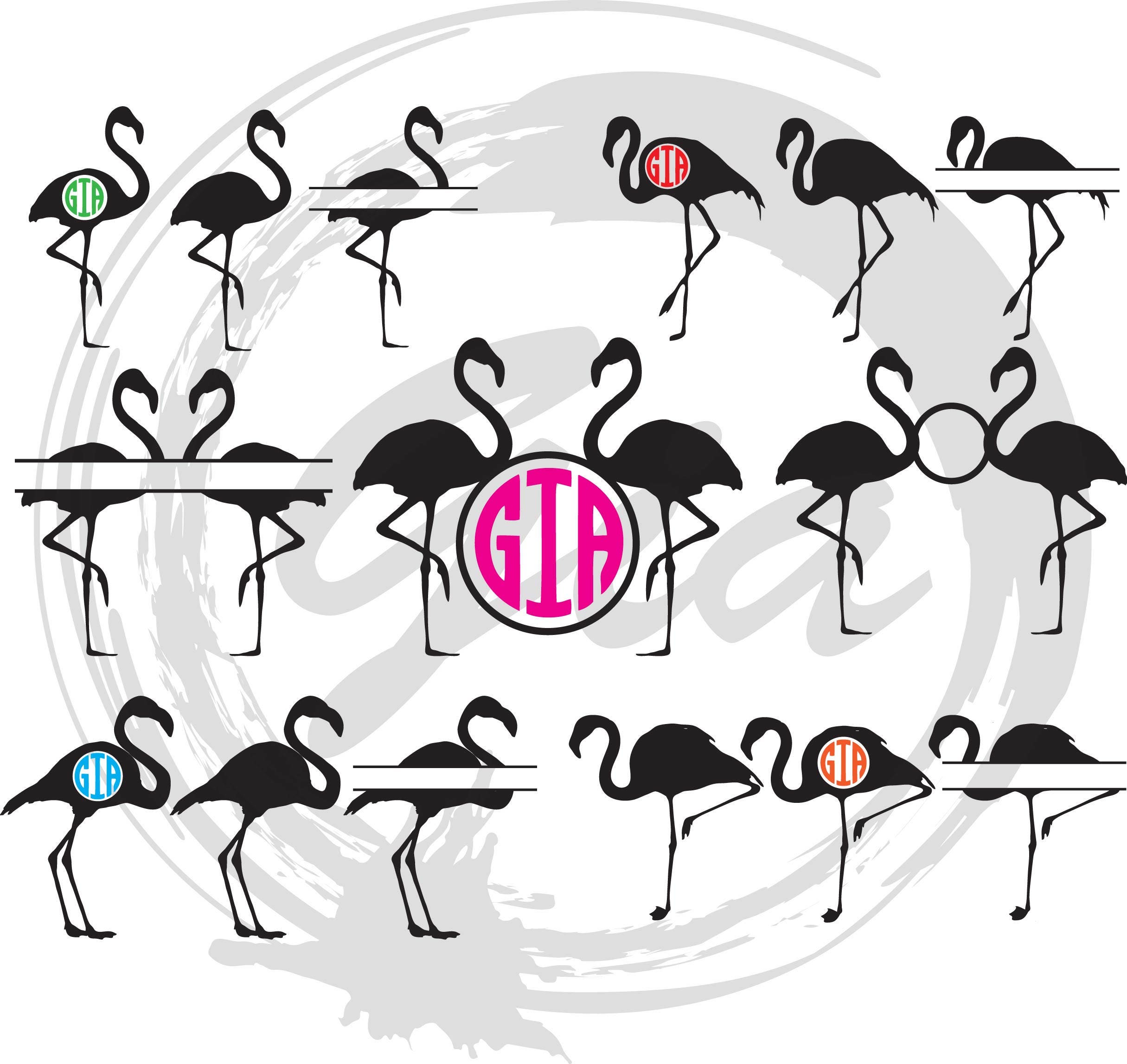 Flamingo SVG flamingo clipart flamingo monogram frames | Etsy