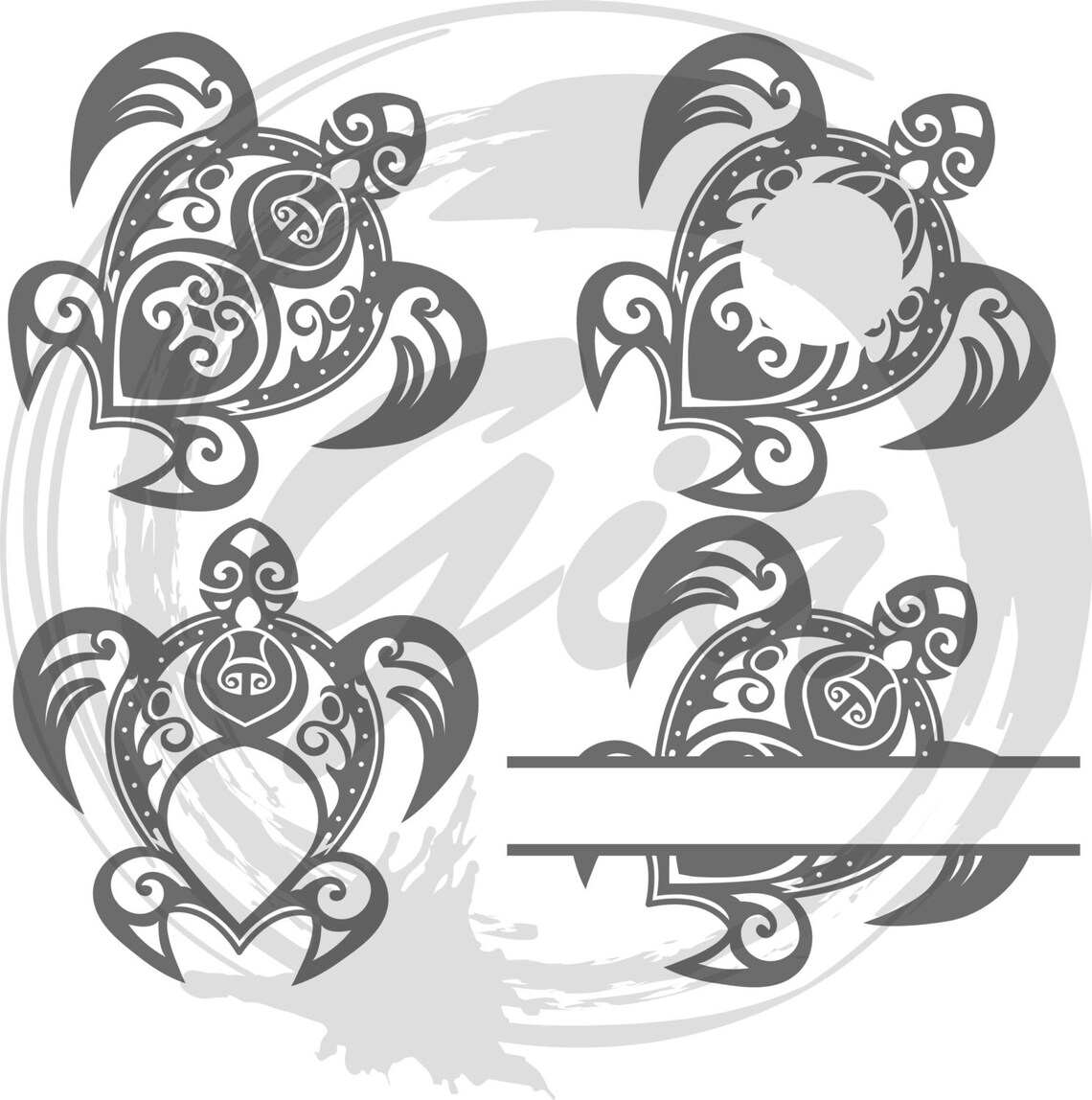 Tribal Sea Turtle Monogram Frame SVG Turtle Tribal Clipart - Etsy