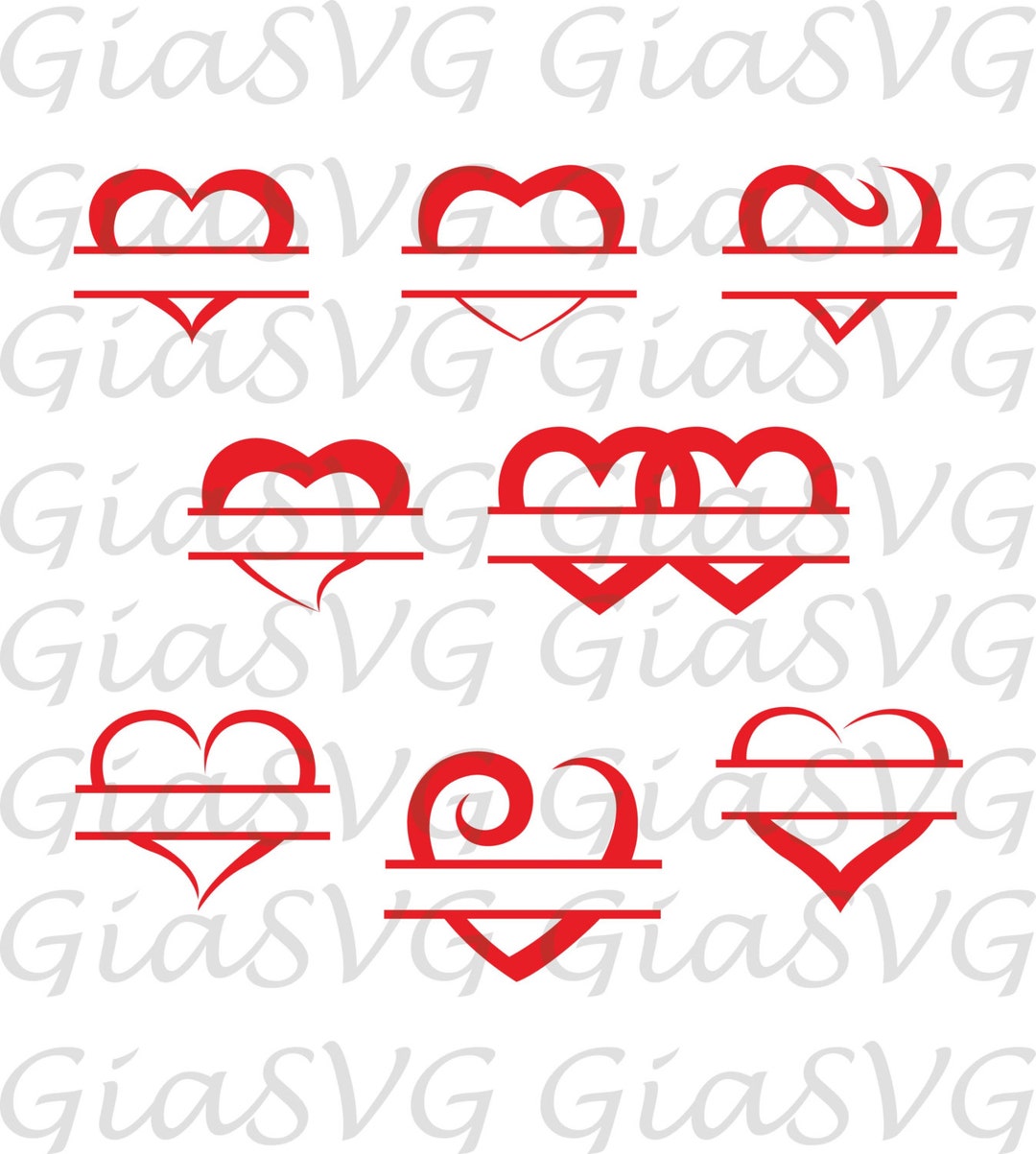 Split Hearts SVG Cut Files, Hearts SVG or DXF, Valentine Svg, Love Svg ...