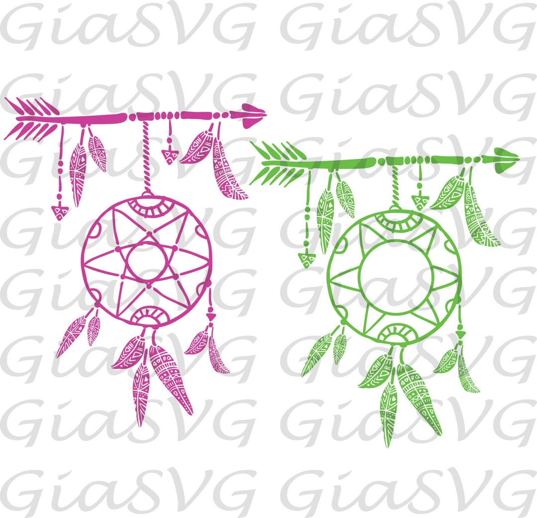 Hand Drawn Dream Catcher Monogram SVG, Dream Catcher Die Cut, Feathers ...