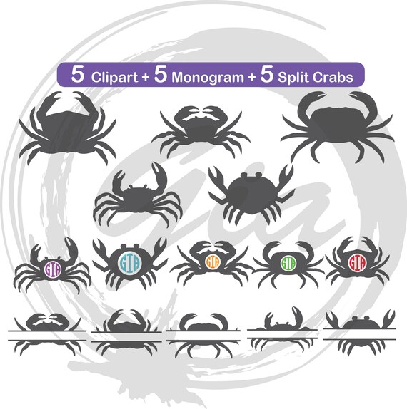 Crabs SVG Clipart Crab Monogram Frames Split Crabs Svg | Etsy