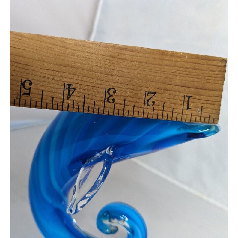 Art Glass Dolphin Figurine Blue Sculpture Sea Life Beach Coastal ...