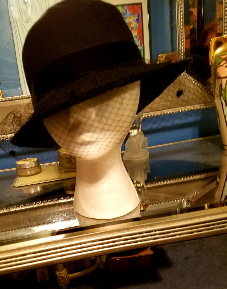 Greta Garbo Vintage Fedora Hat With Velvet Bow - Etsy