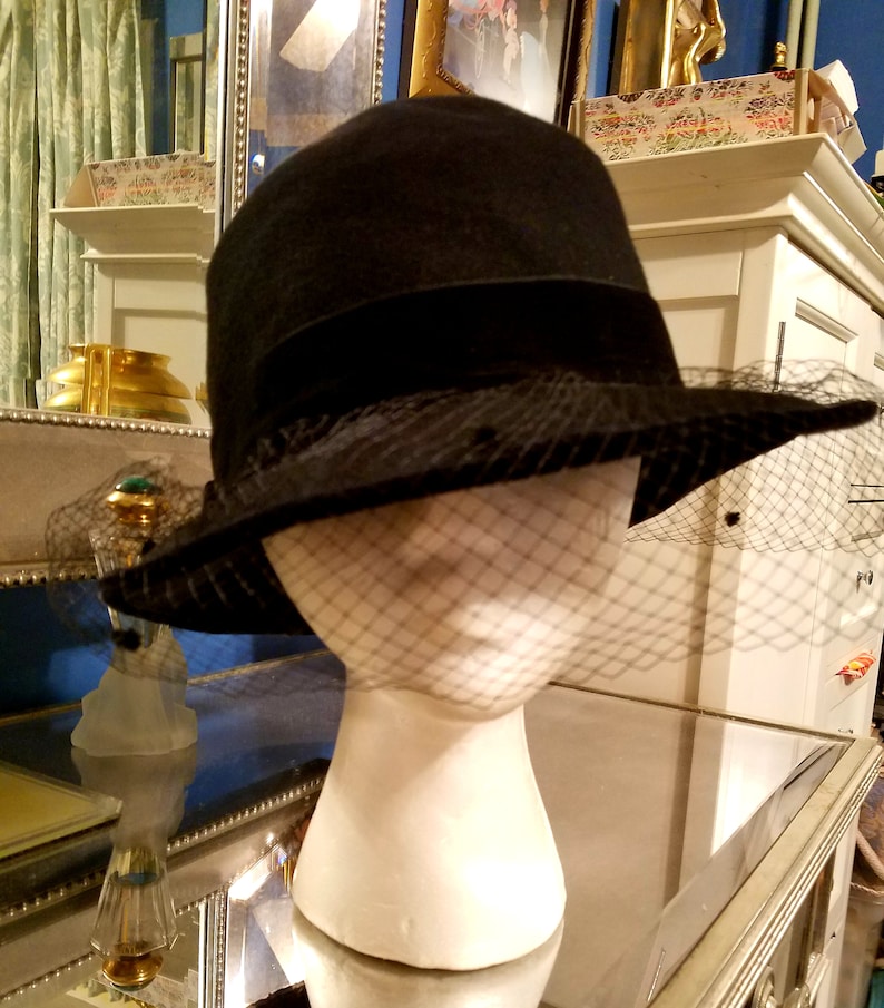 Greta Garbo Vintage Fedora Hat With Velvet Bow - Etsy