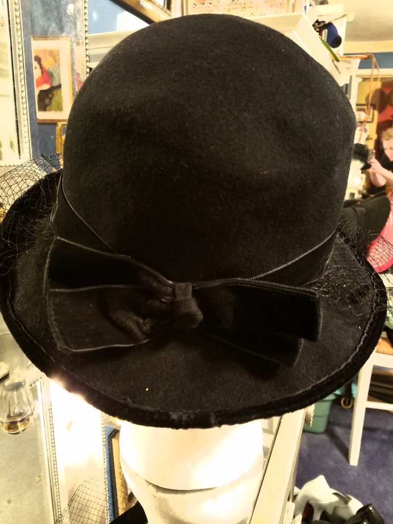 Greta Garbo Vintage Fedora Hat With Velvet Bow - Etsy