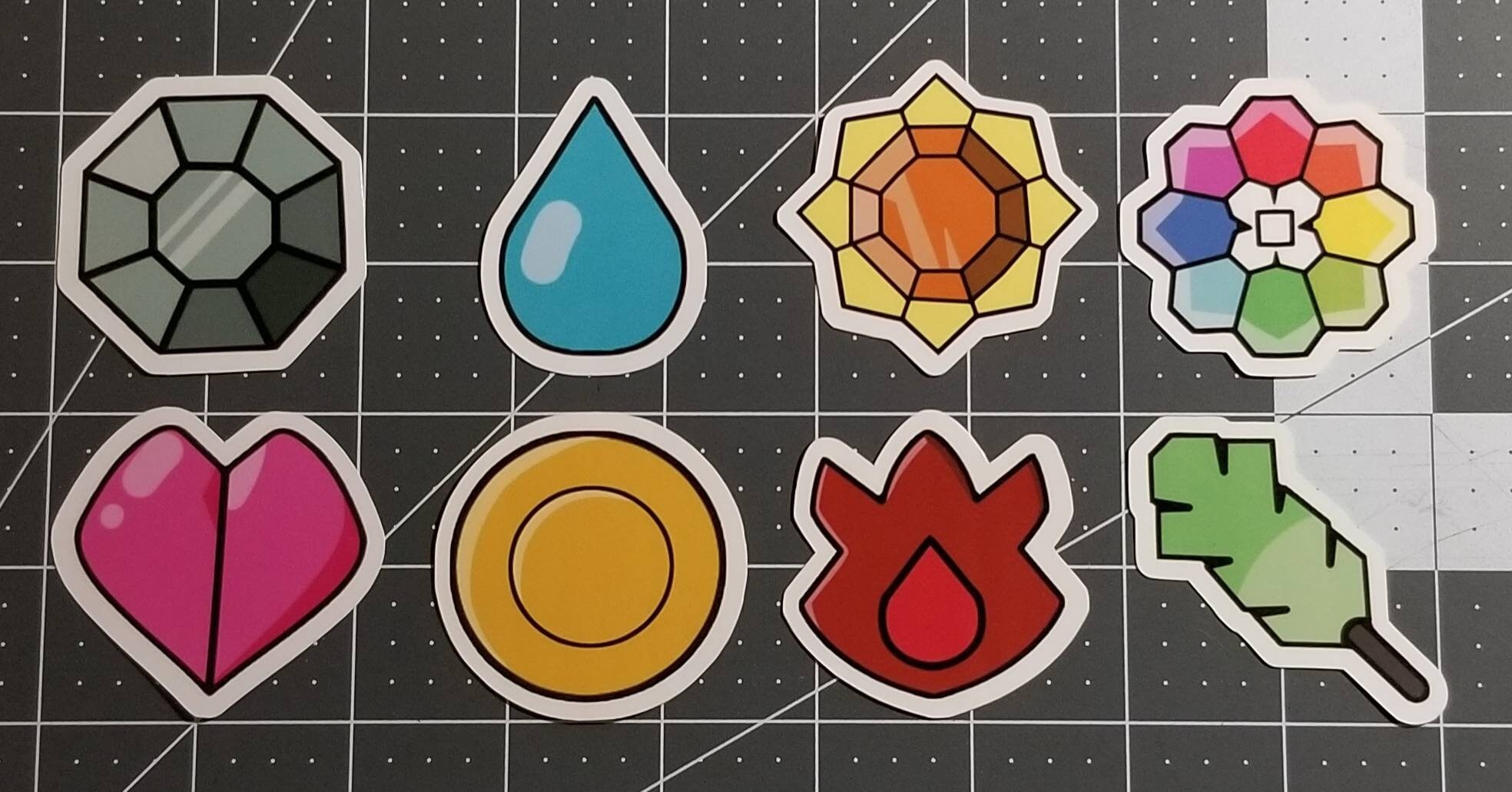 Pokemon Kanto Gym Badges 2 Waterproof Die Cut Stickers | Etsy