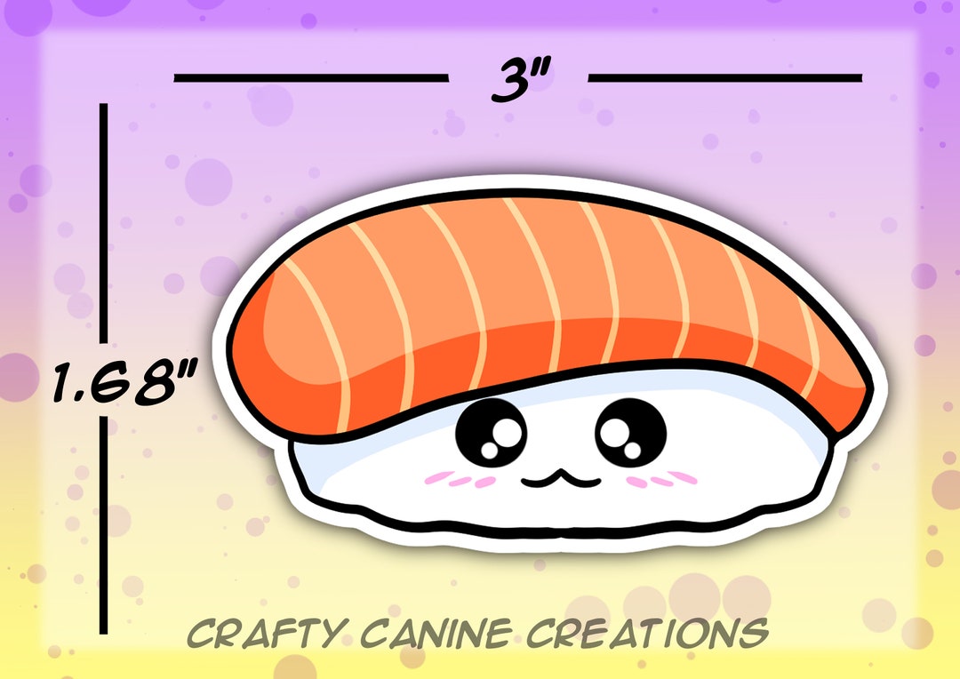 Kawaii Salmon Nigiri - 3" Die Cut Sticker - Etsy