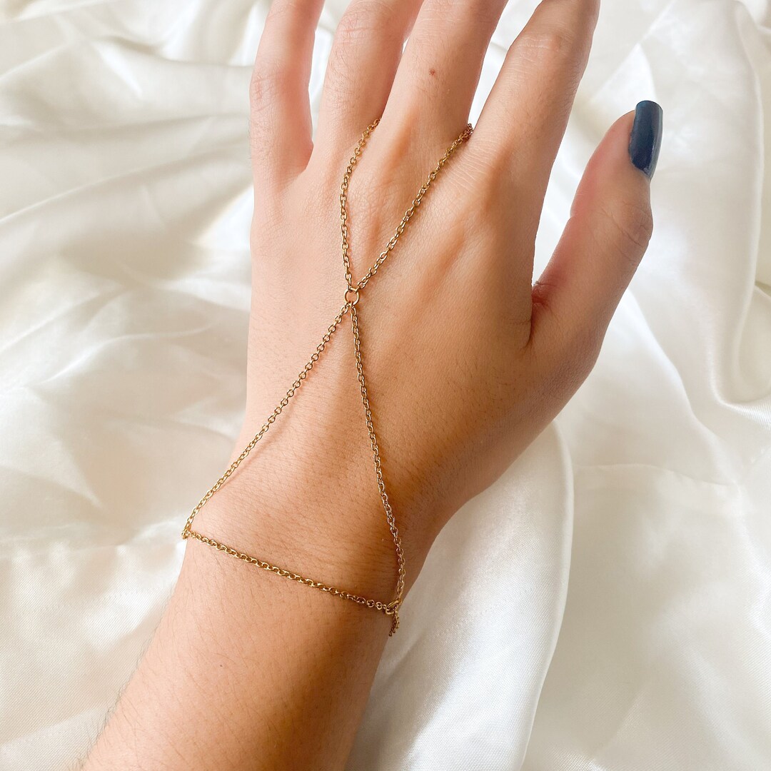 Stainless Steel Gold Minimal X Crossed Hand Chain, Handmade - Etsy