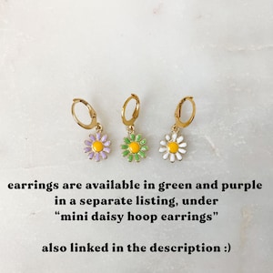 White Mini Daisy Hoop Earrings - Etsy