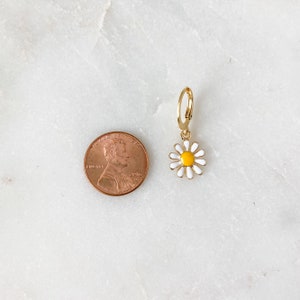 White Mini Daisy Hoop Earrings - Etsy