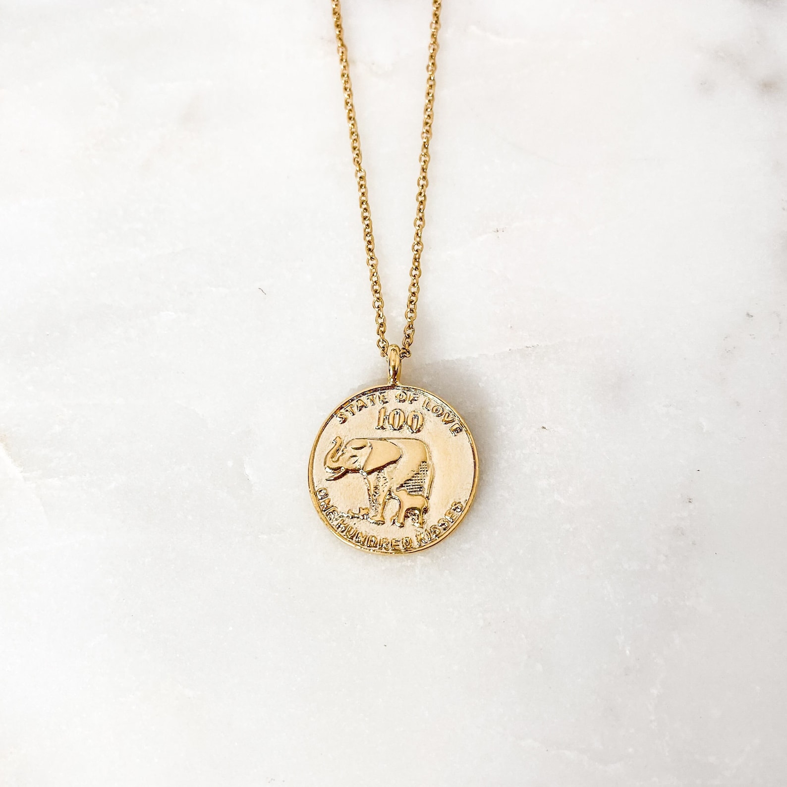 Gold Elephant Coin Medallion Pendant Necklace - Etsy