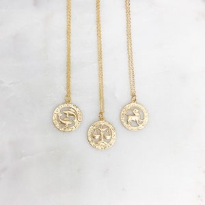 Zodiac Symbol Pendant Coin Necklace | Etsy
