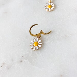 White Mini Daisy Hoop Earrings - Etsy