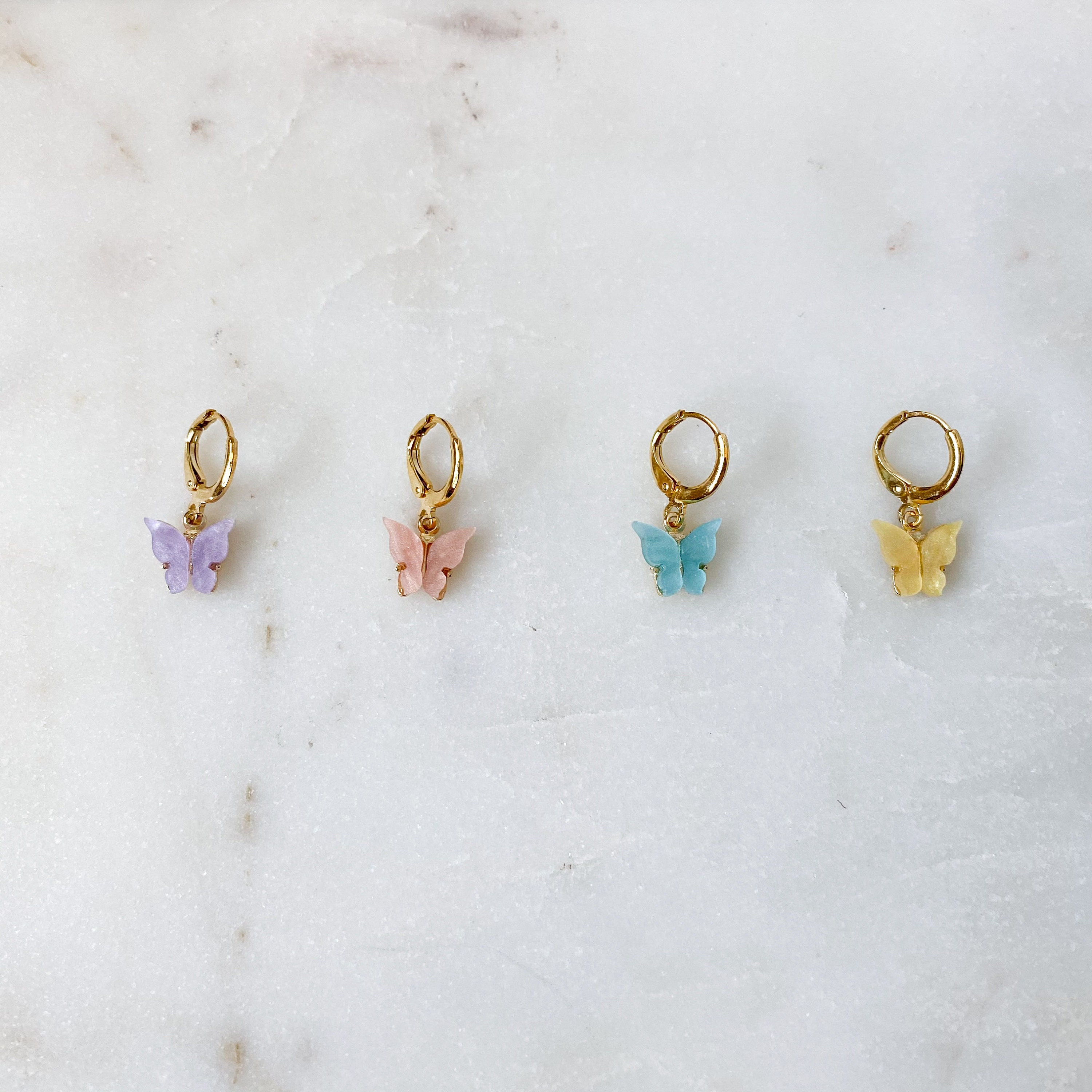 Butterfly Leverback Mini Hoop Earrings - Etsy
