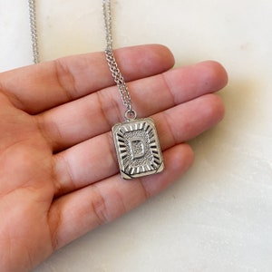 Silver Initial Letter Pendant Necklace - Etsy