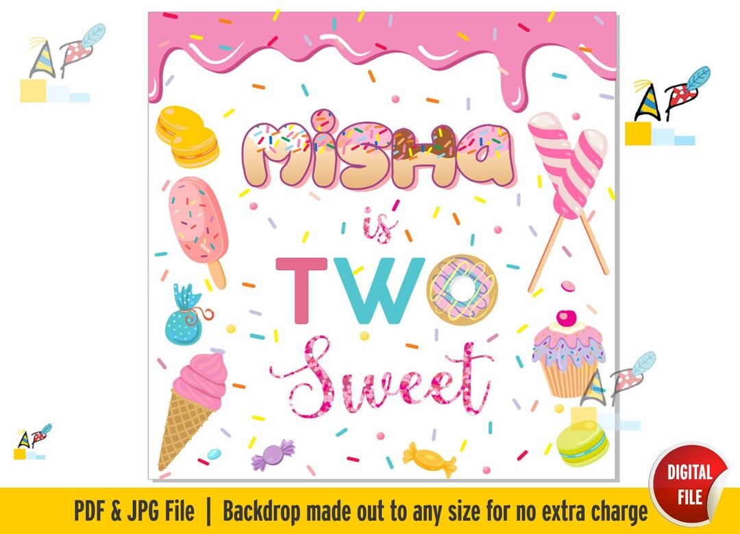Two Sweet Backdrop / Banner. DIY Digital File/printable. - Etsy