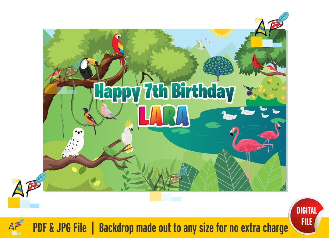 Birds Themed Birthday Party Banner / Backdrop. DIY Digital File ...