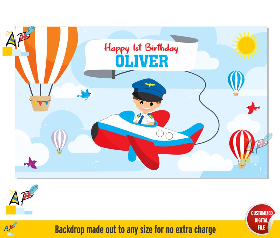 Airplane / Aeroplane / First Flight Themed Backdrop / Banner. DIY ...