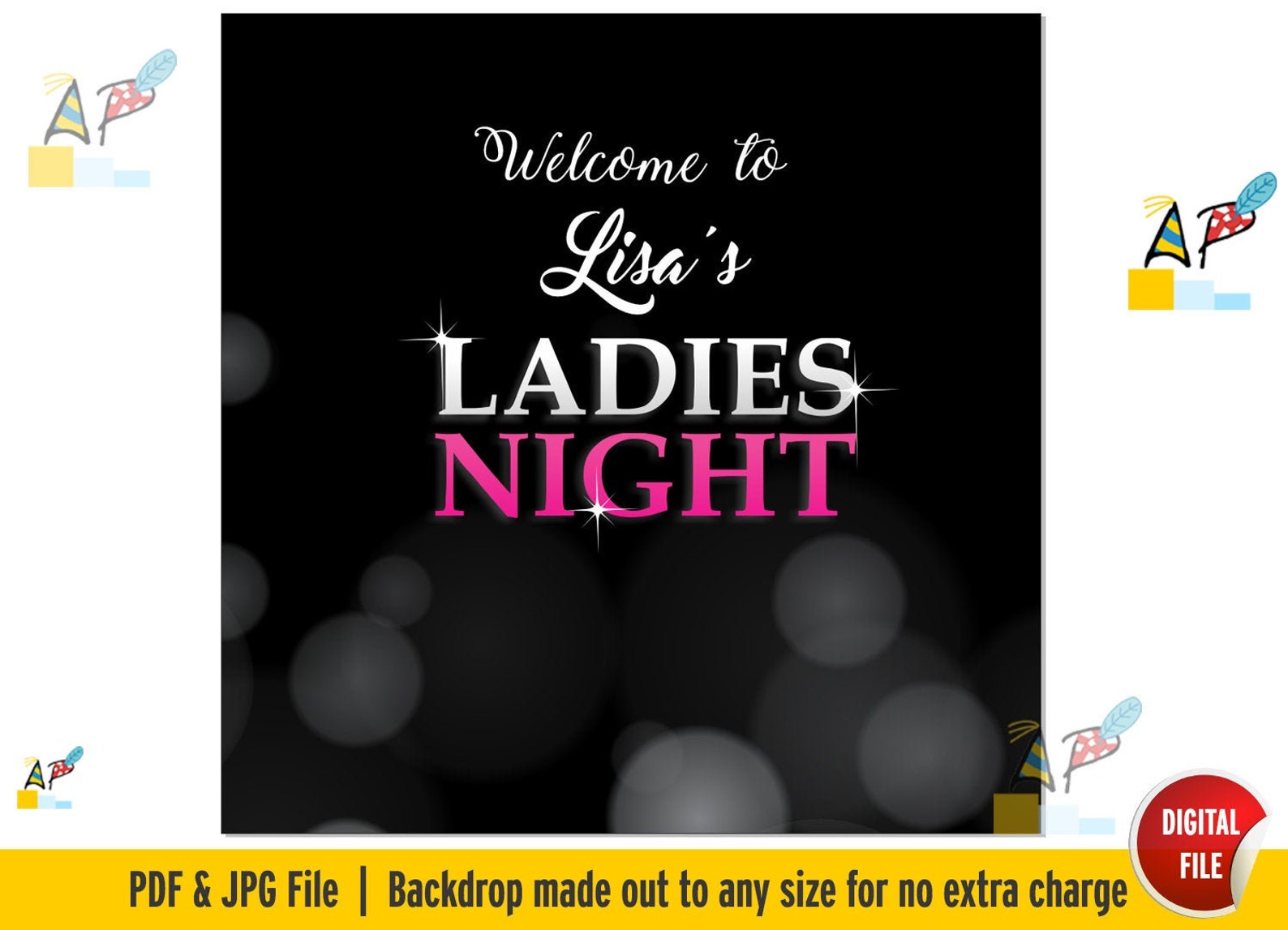 Ladies / Girls Night Backdrop / Banner. DIY Digital File. - Etsy