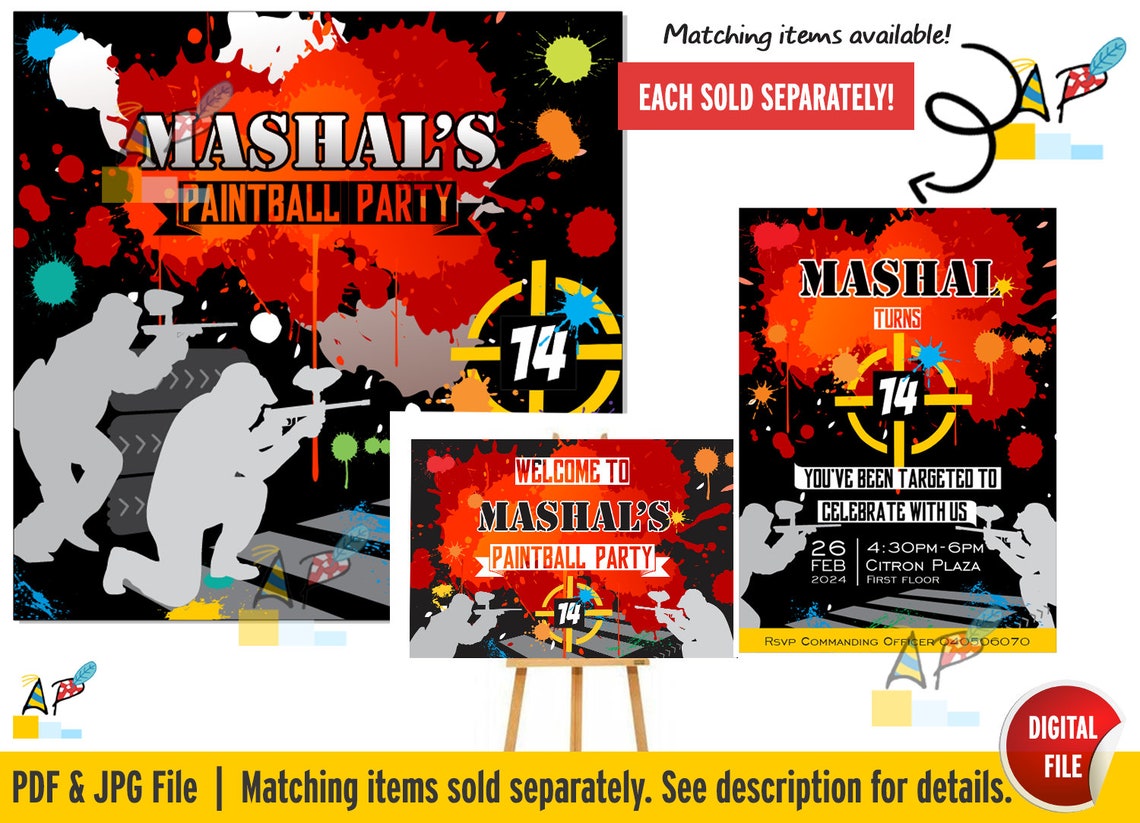 Paintball Themed Backdrop / Banner. DIY Digital File. - Etsy