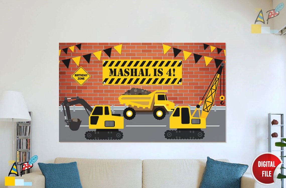 Construction Themed Birthday Party Banner / Backdrop. DIY - Etsy