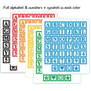 Printable Alphabet & Number Blocks With Bonus Symbols in 6 Colors, PDF ...