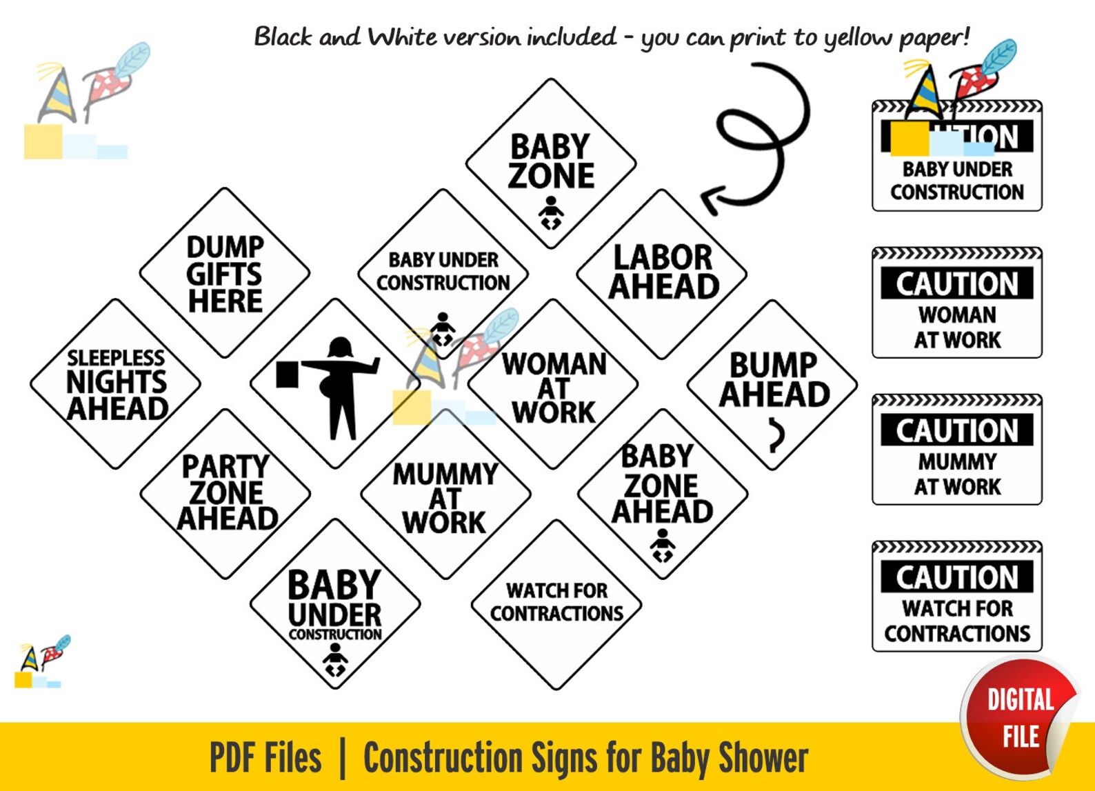 Construction Themed Baby Shower Signs. DIY Digital File / - Etsy