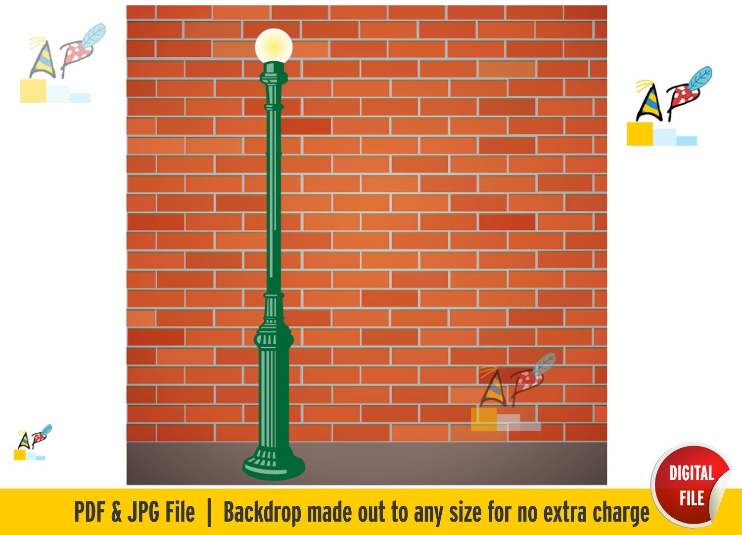 Brick Wall With Lamp Backdrop / Banner. DIY Digital File. - Etsy